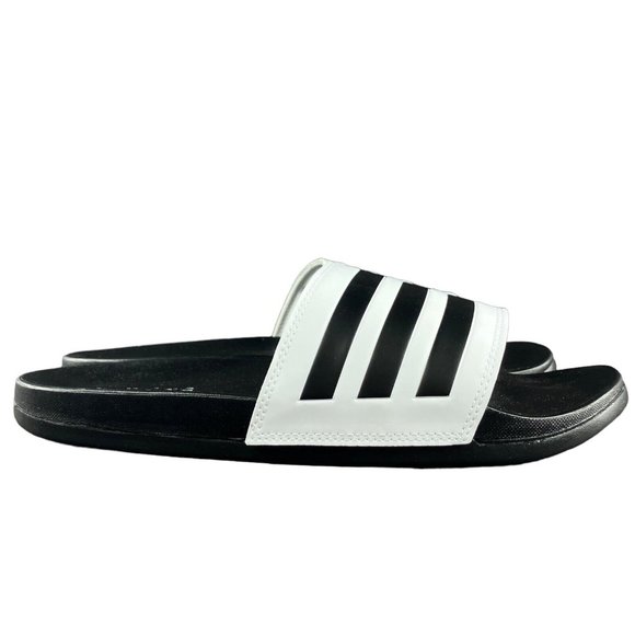 adidas | Shoes | Adidas Mens Adilette Comfort White Black Slides Gz5893 ...
